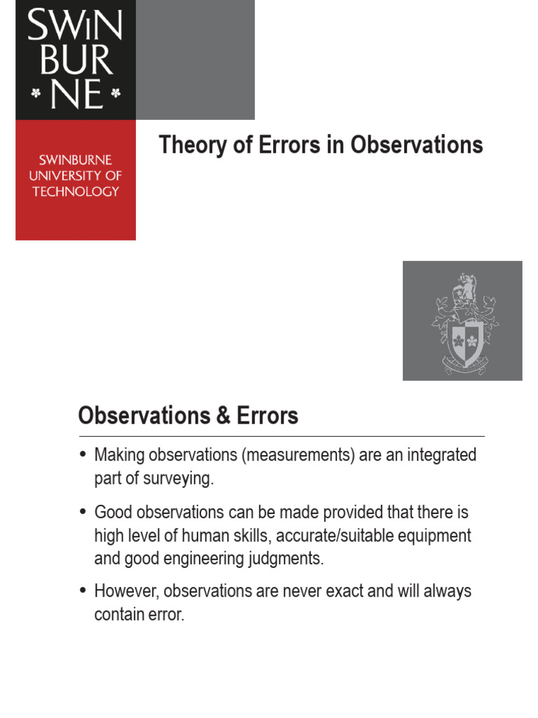 Lecture 08-Introduction To Theory of Errors | PDF | Accuracy And Precision | Errors And Residuals