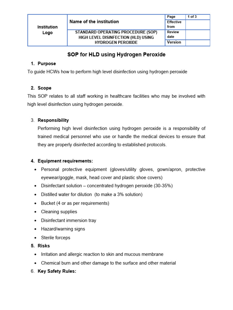 H2O2 HLD Final | PDF | Disinfectant | Hydrogen Peroxide