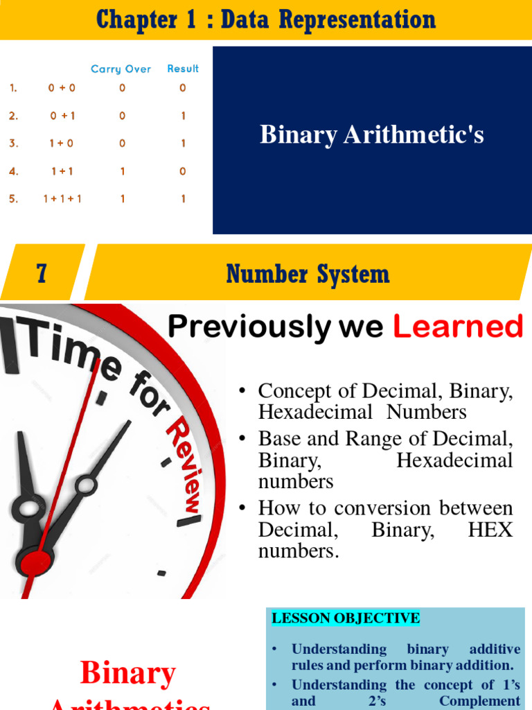 1 Data Representation - L7 - Binary Arithmetics | PDF | Arithmetic | Encodings