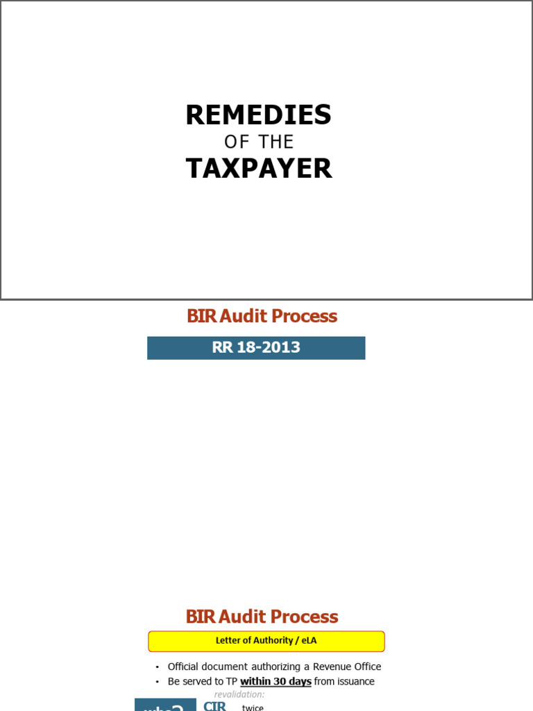 Tax Remedies - Remedies of The Taxpayer | PDF | Taxes | Government Finances