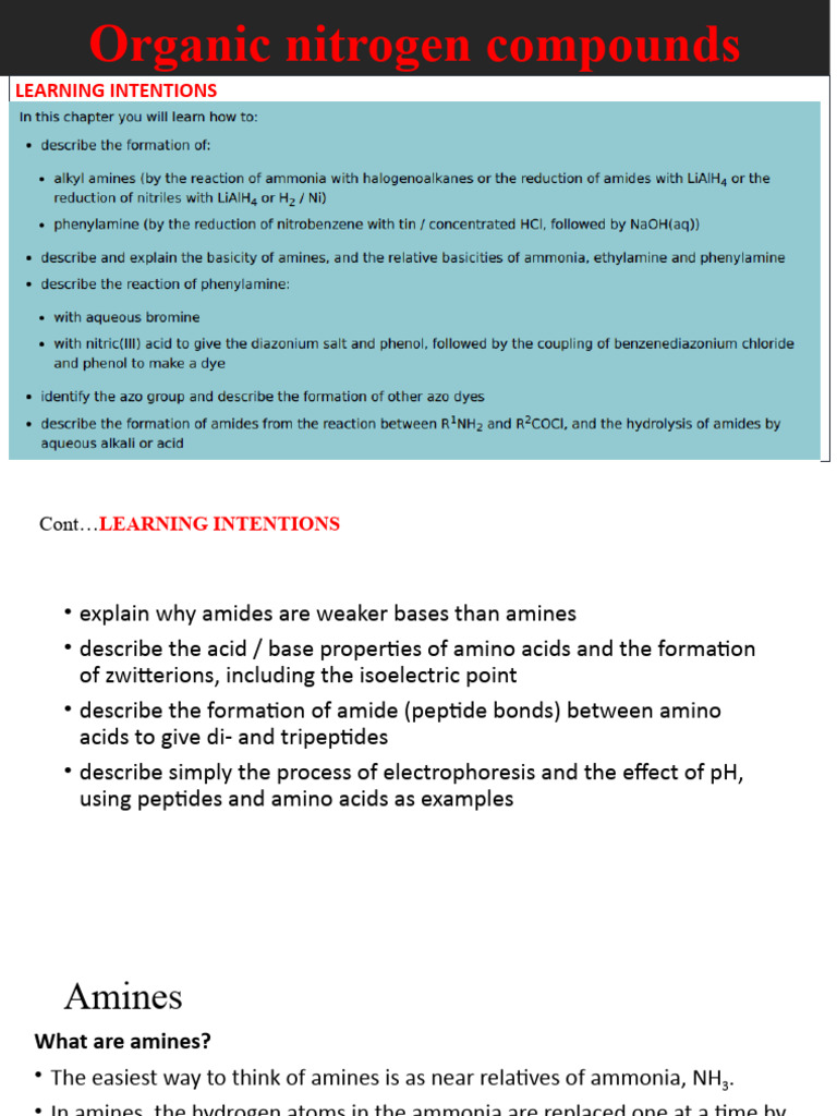 Organic Nitrogen Compounds (Autosaved) | PDF | Amine | Amide