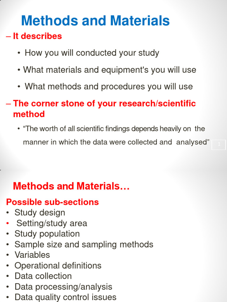 Research Methods and Materials Overview | PDF | Sampling (Statistics ...