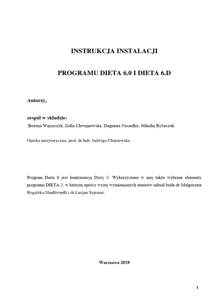 Instrukcja Instalacji Programu Dieta 6 | PDF