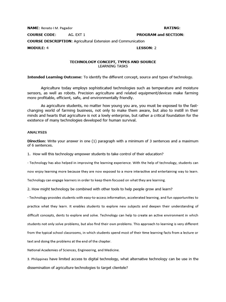 M4L2-Learning Task | Download Free PDF | Agriculture | Learning