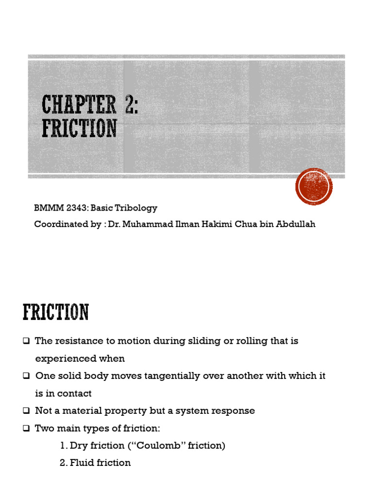 CHAPTER 2 - Friction | PDF | Friction | Wear