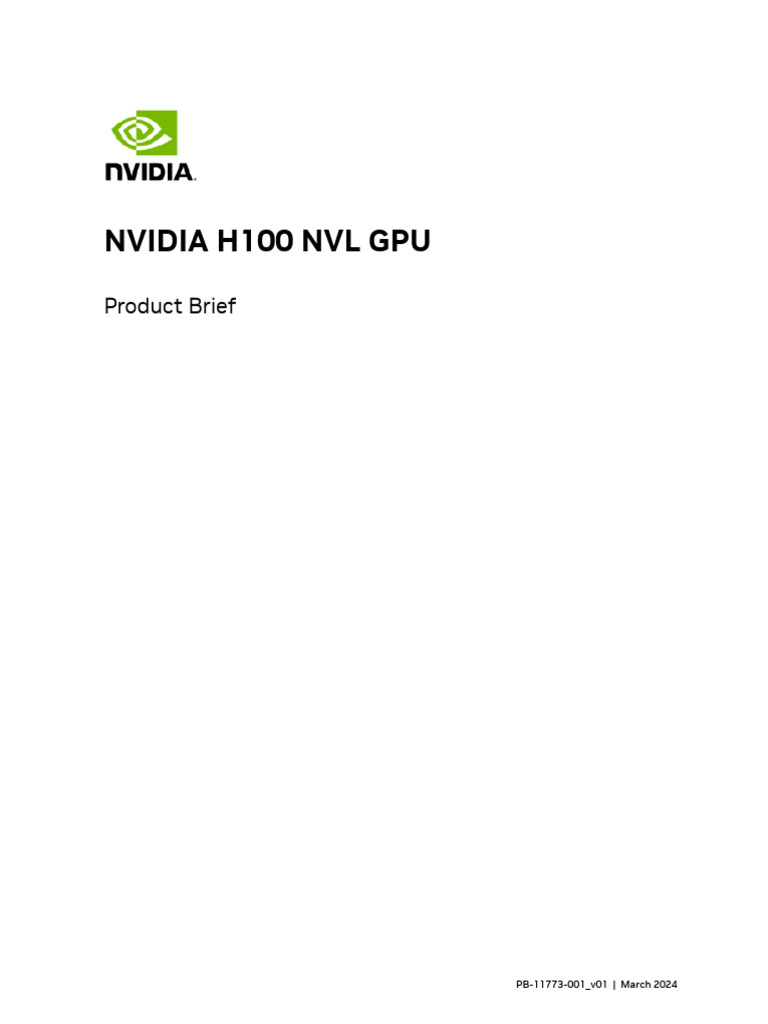 Nvidia H100 NVL Gpu: Product Brief | PDF | Graphics Processing Unit | Computer Hardware