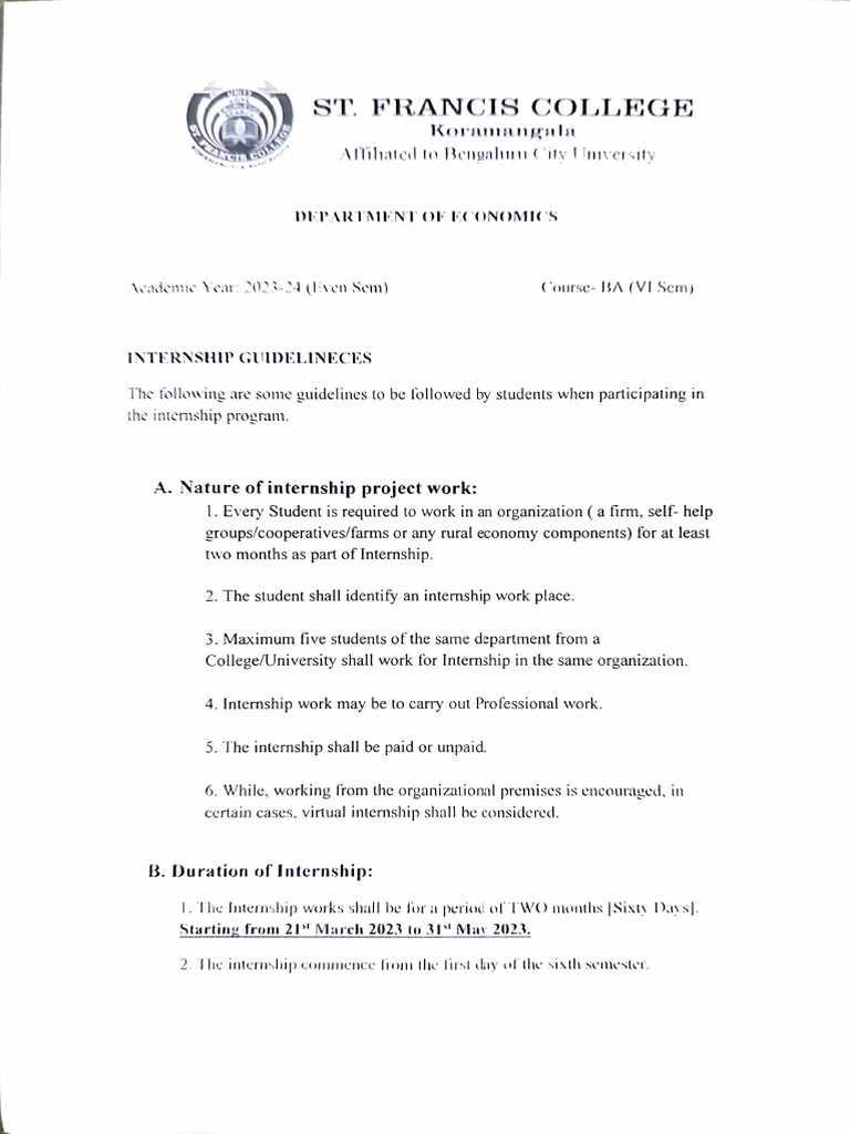Internship Guidelines- BA | PDF | Internship | Job Hunting