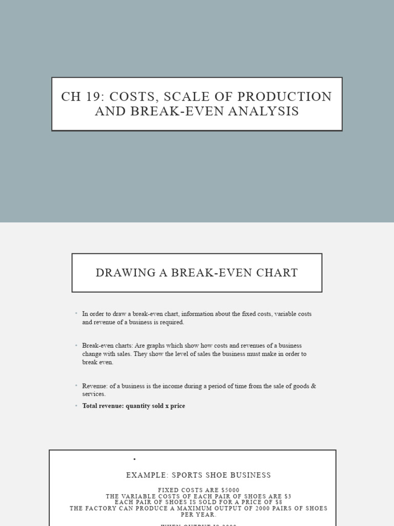 CH 19 Break Even Analysis | PDF | Management Accounting | Pricing