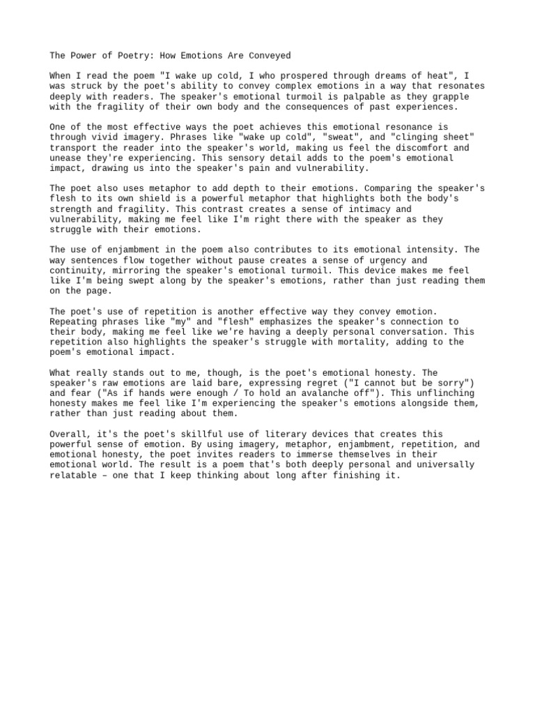 Poem Essayas | PDF | Poetry | Emotions