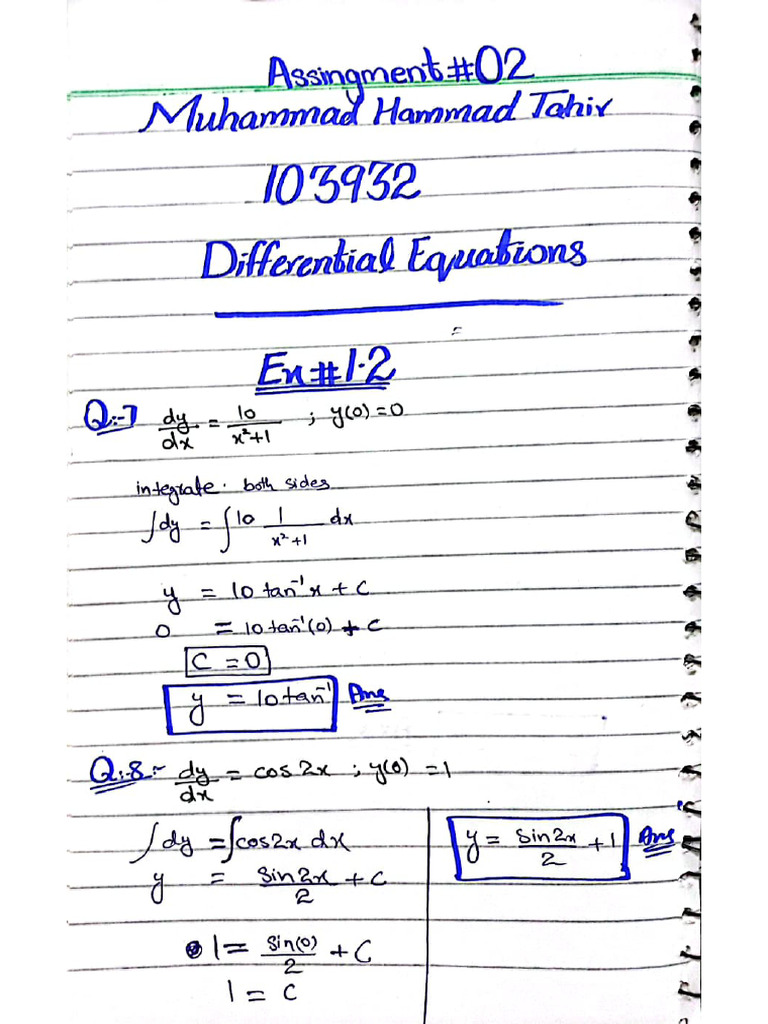 Differential Equations - Assignment # 2 | PDF