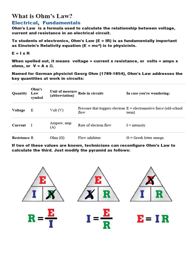 Ohm's | PDF | Voltage | Electrical Resistance And Conductance