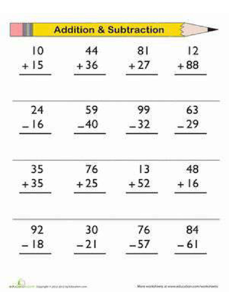 Double-Digit Addition and Subtraction - Interactive Worksheet ...