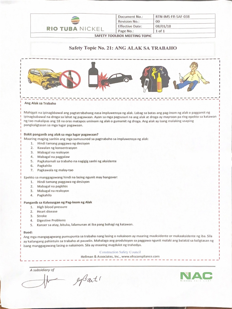 Safety Toolbox Topic 21 | PDF