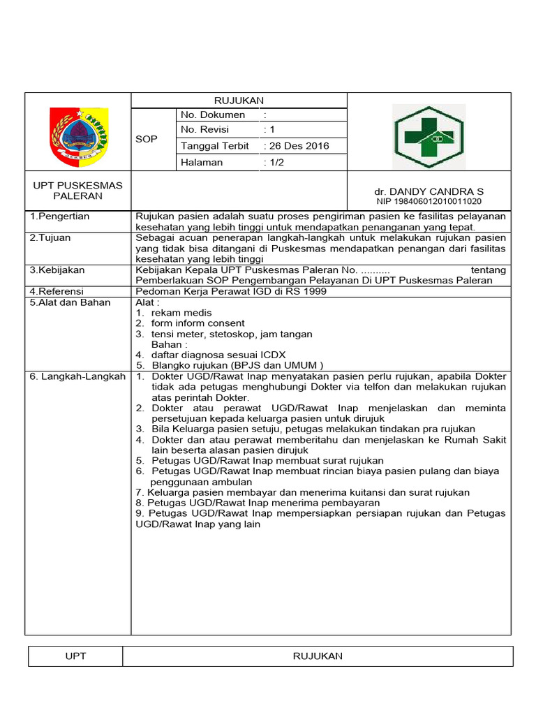 SOP Rujukan | PDF | Pengembangan Diri | Kesehatan Holistik