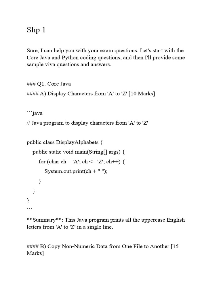 Slip 1 | PDF | Class (Computer Programming) | Inheritance (Object Oriented Programming)