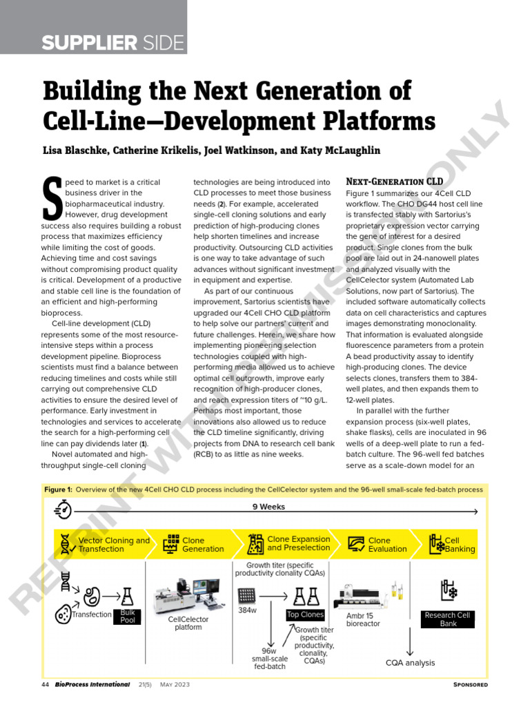 Building The Next Generation of Cell Line Development Platform | PDF ...
