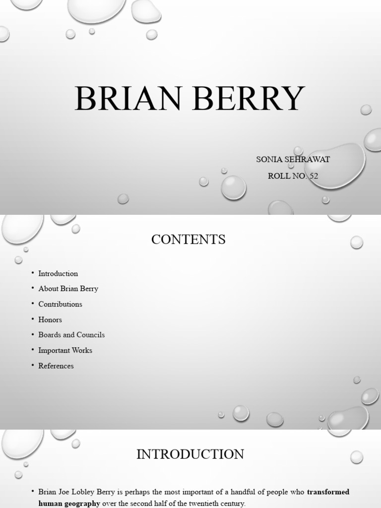 Brian Berry: Pioneer in Human Geography | PDF | Sustainability ...