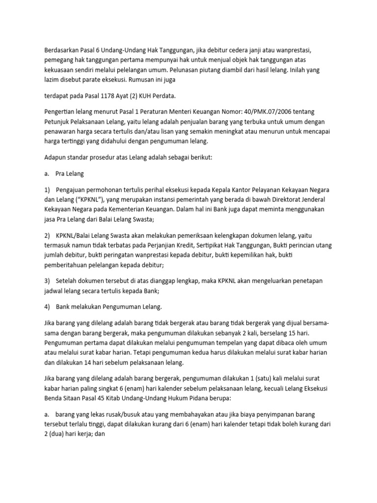 Prosedur Lelang | PDF | Hukum