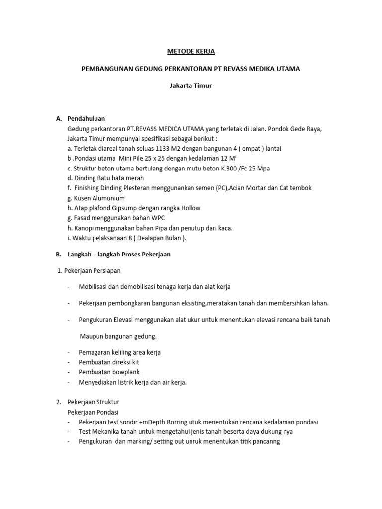 Final-3, METODE KERJA Gd. REVASS | PDF | Teknologi & Rekayasa