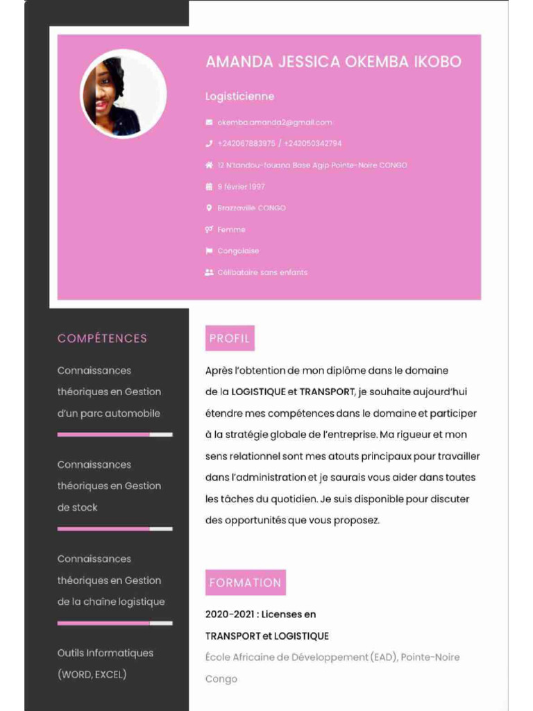 CV de Jessica Amanda Okemba Ikombo | PDF