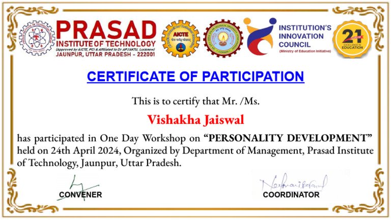 Certificates - MBA Workshop - 03 | PDF