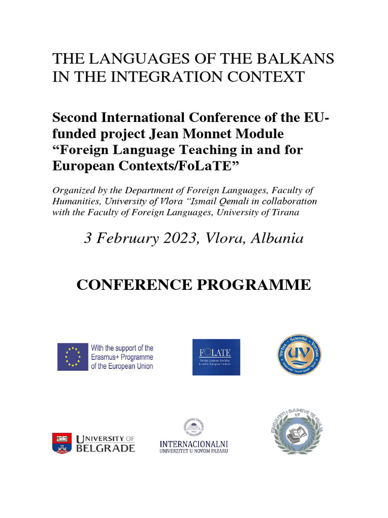 FoLaTE 2 Conference Programme-Final | PDF | Albania | Human Communication