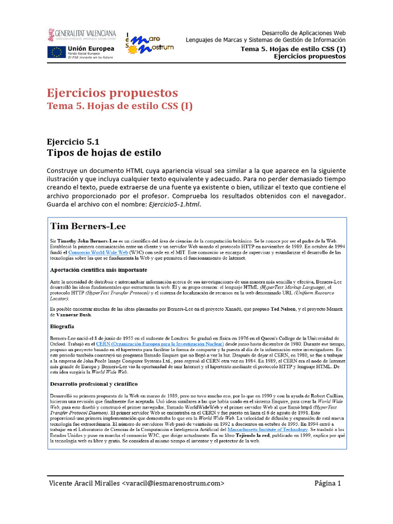 Ejercicios Tema 5 | PDF | HTML | Hipertexto