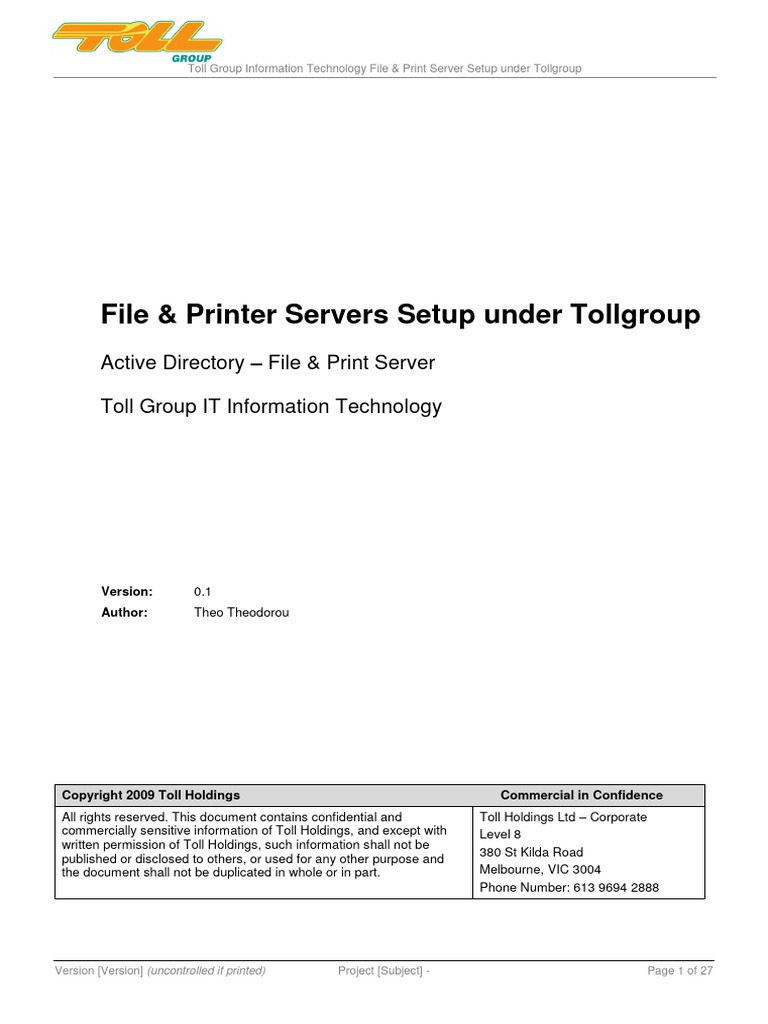 File Print Servers Setup | PDF | Computer File | Active Directory File Print Servers Setup | PDF | Computer File | Active Directory