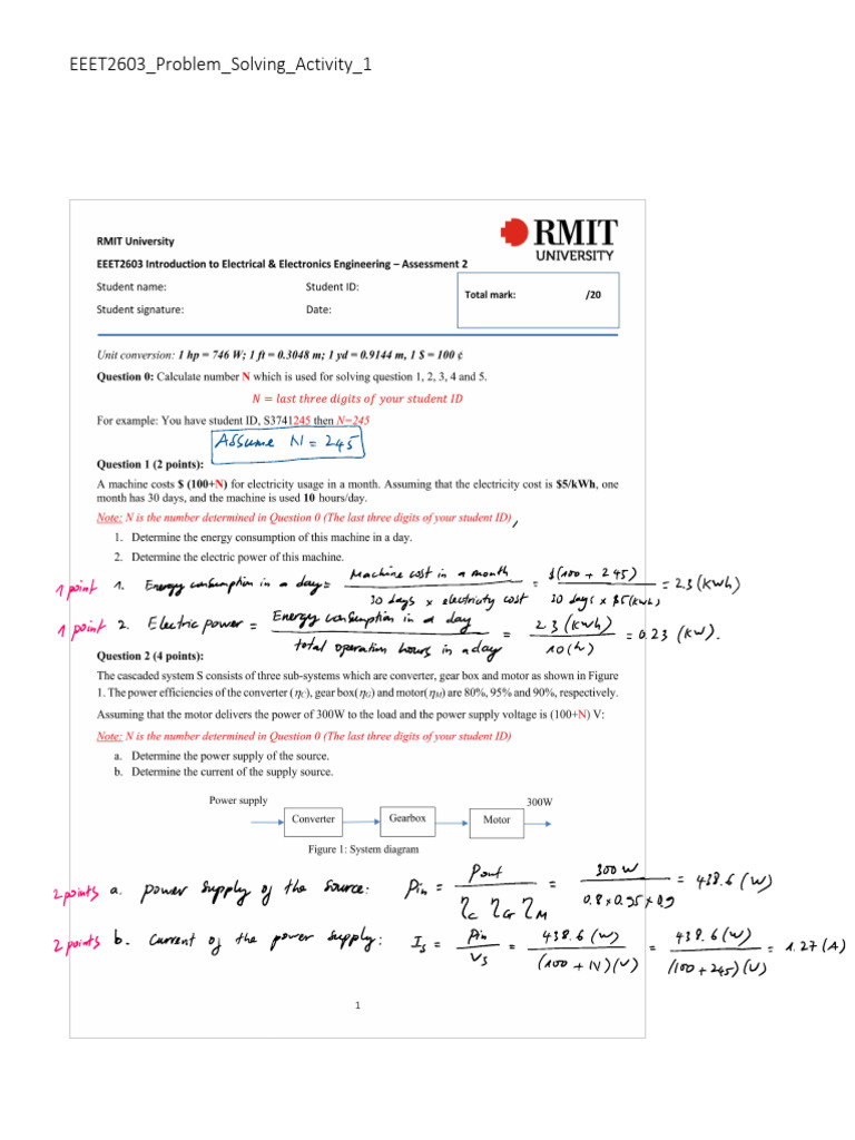 EEET2603 Problem Solving Activity 1 Mock1 Sample Solution | PDF