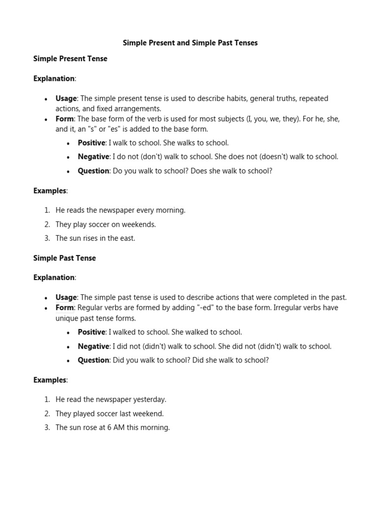 Simple Present & Simple Past | PDF | Grammatical Tense | Verb
