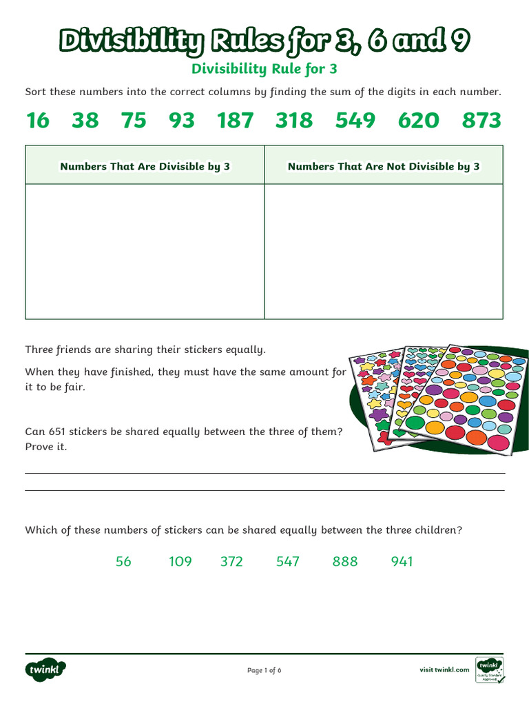 Divisibility Rules For 3, 6 and 9 | PDF | Doughnut | Arithmetic