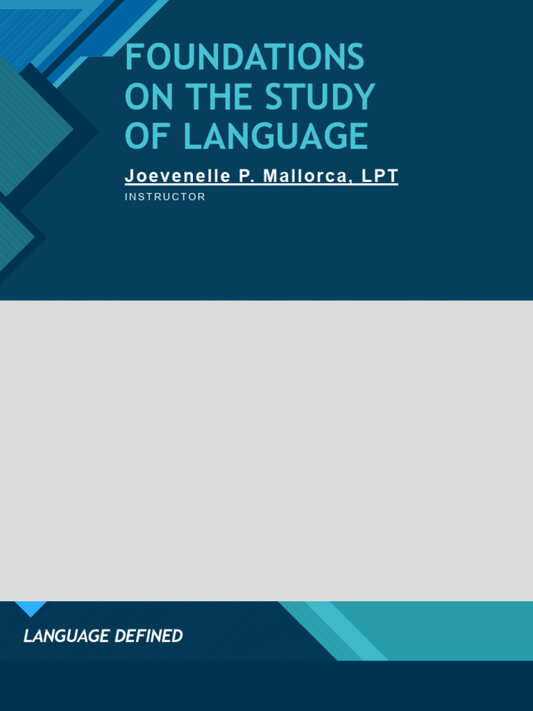 Foundations On The Study of Language | PDF