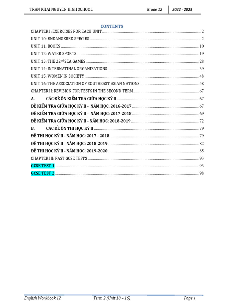DC Anh 12 HK2 2022-2023 | PDF | Introduced Species | Invasive Species
