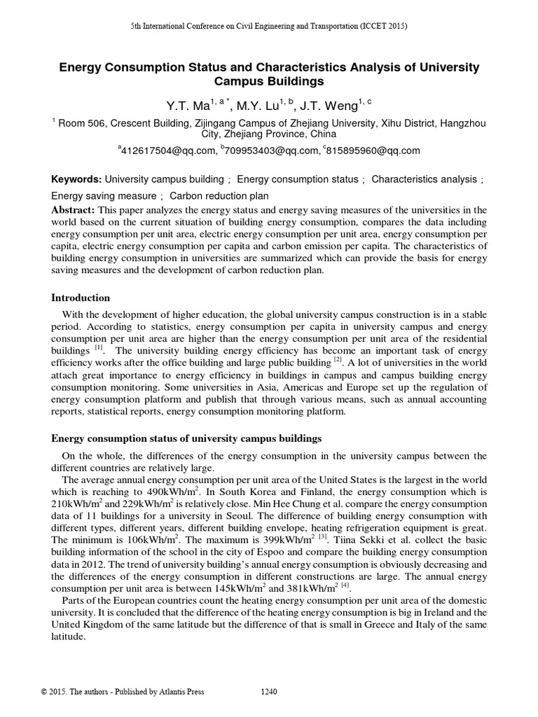 Energy Consumption Status and Characteristics Analysis of University ... Energy Consumption Status and Characteristics Analysis of University ...