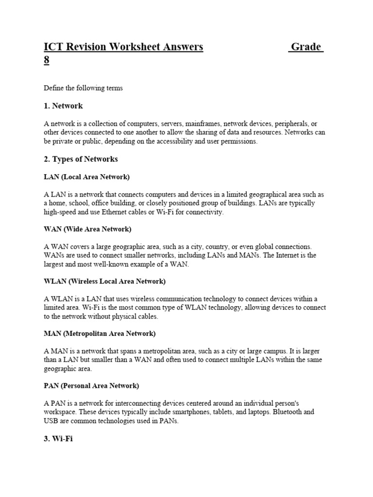 Revision Worksheet Answers | PDF | Computer Network | Malware