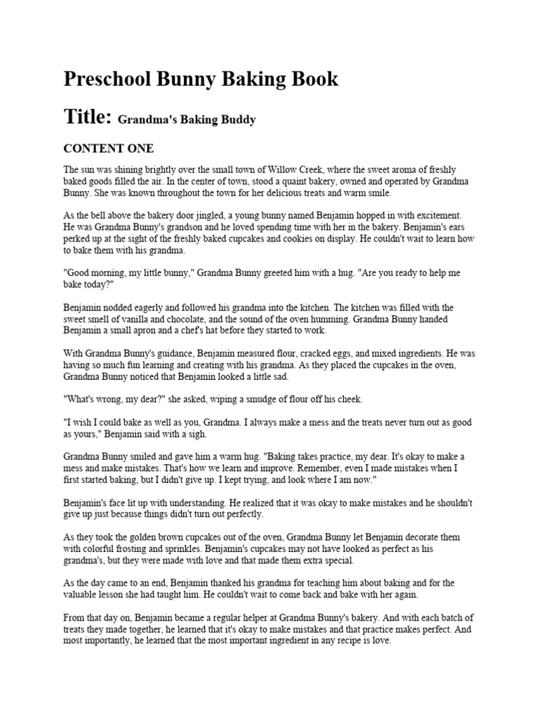 Preschool Bunny Baking My Sample | PDF | Cupcake | Baking