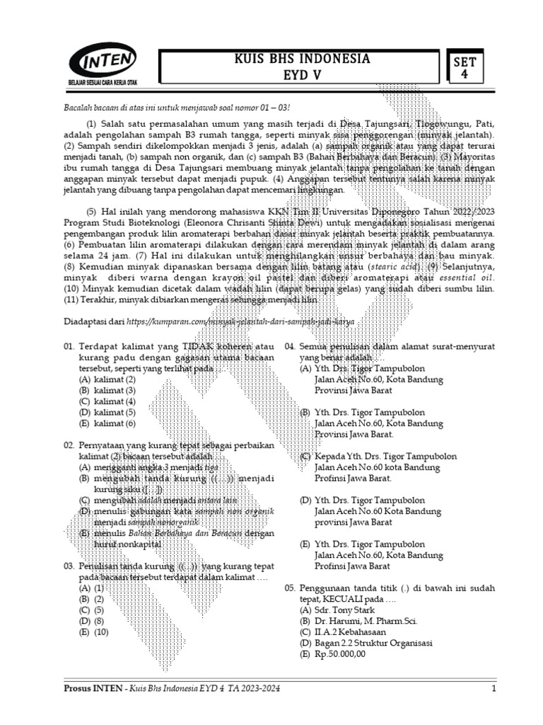 Kuis EYD V Set 4 | PDF