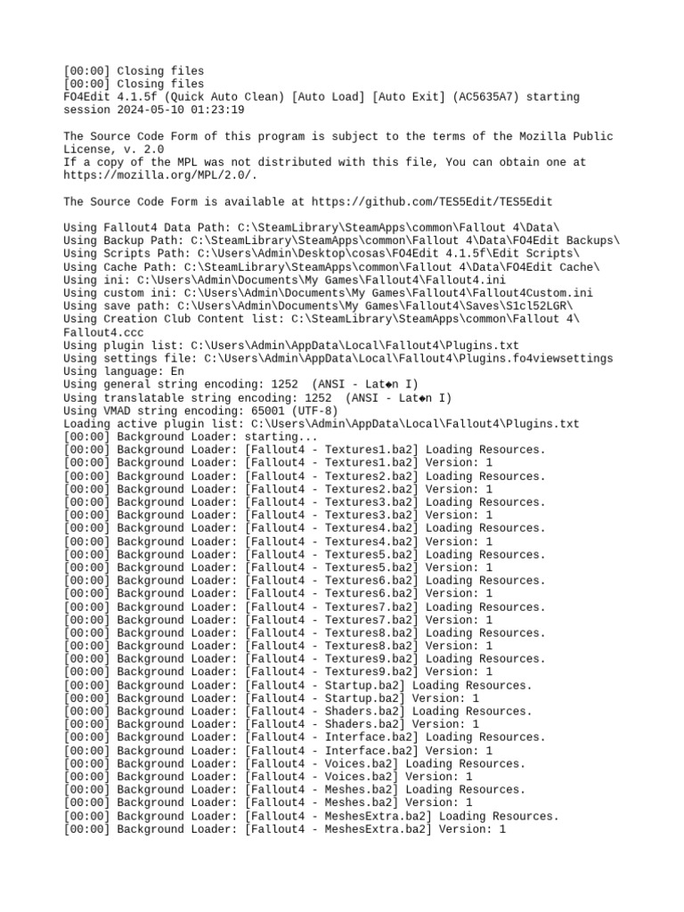 FO4Edit Log | PDF | Text File | Software Development