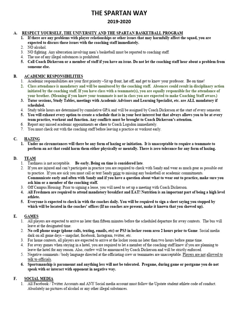 THE SPARTAN WAY 2019-2020 Mens-Basketball | PDF | Self-Improvement ...