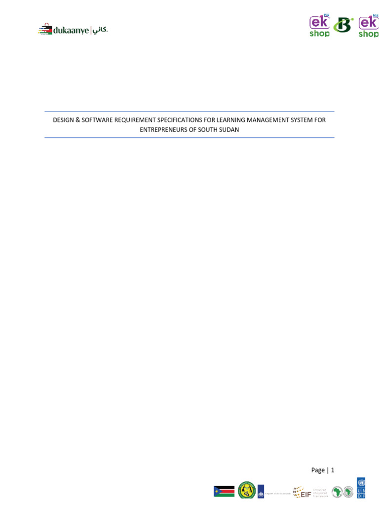 SRS of LMS BizEx UNDP South Sudan E-Commerce Project | PDF | Use Case | Computing