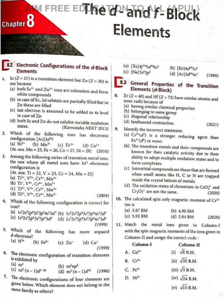 D and F Bock Elements | PDF