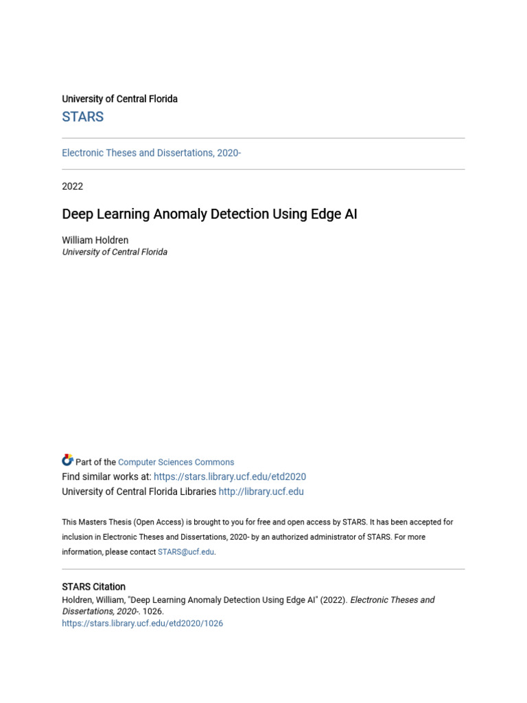 Deep Learning Anomaly Detection Using Edge AI - MS Thesis | PDF | Deep ...