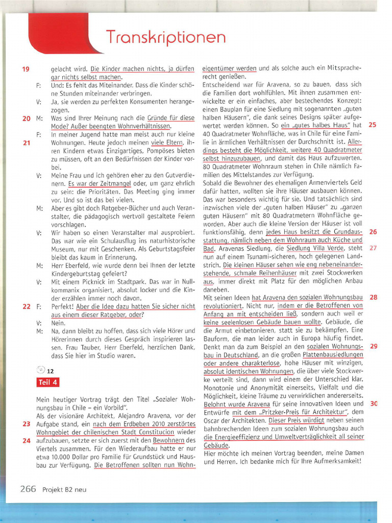 Projekt B2 Neu Transkriptionen 9 | PDF