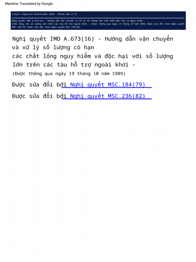 IMO - Resolution - A - 673 - 16 Tiếng Việt | PDF