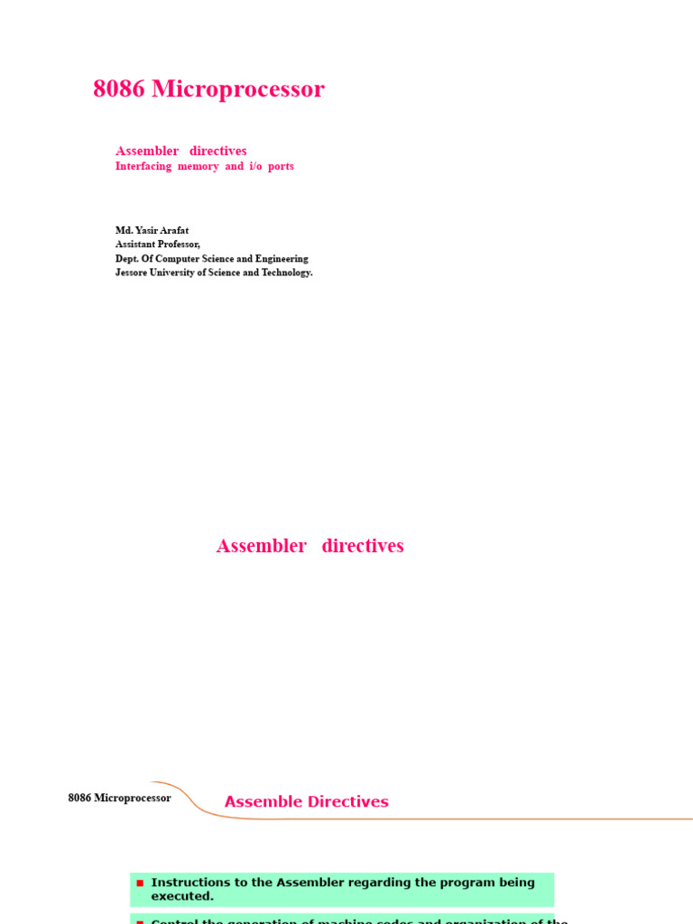 L9 L10. 8086 Assembler Drect and Memory Interfacing | PDF | Input/Output | Computer Data Storage