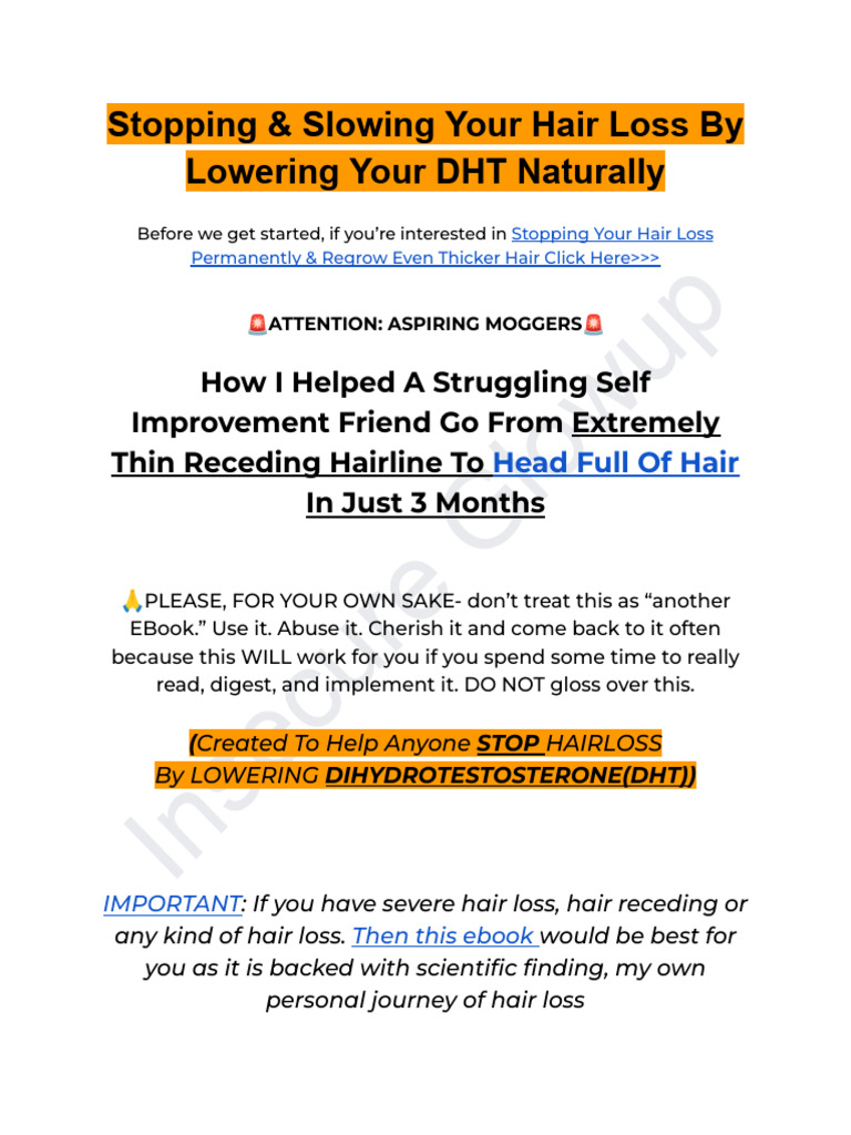 Stop Your Hair Loss by Lowering Your DHT | PDF | Hair Loss | Vitamin