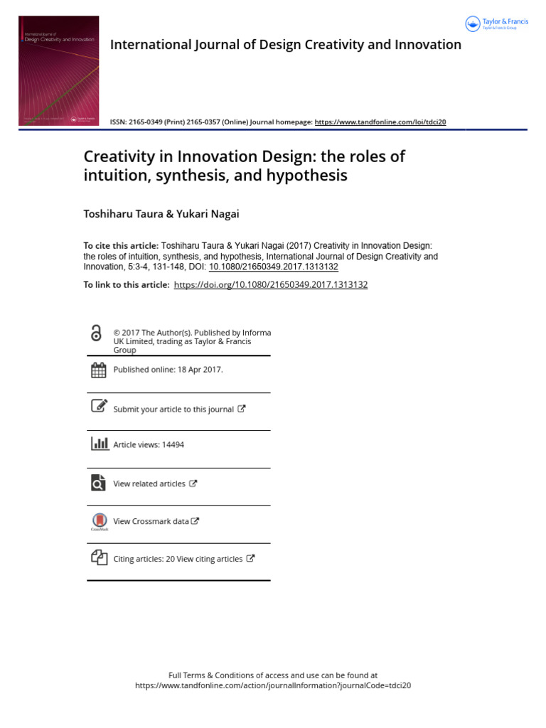 Creativity in Innovation Design the Roles of Intuition Synthesis and Hypothesis | Download Free ...