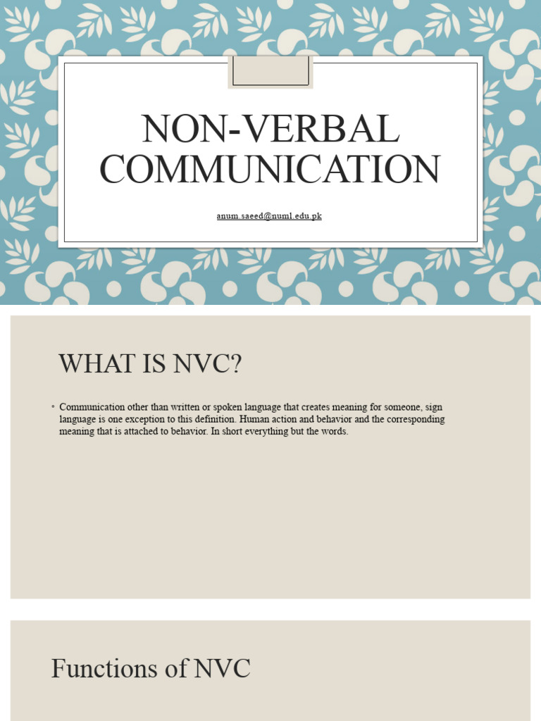 Non Verbal Communication | Download Free PDF | Nonverbal Communication ...