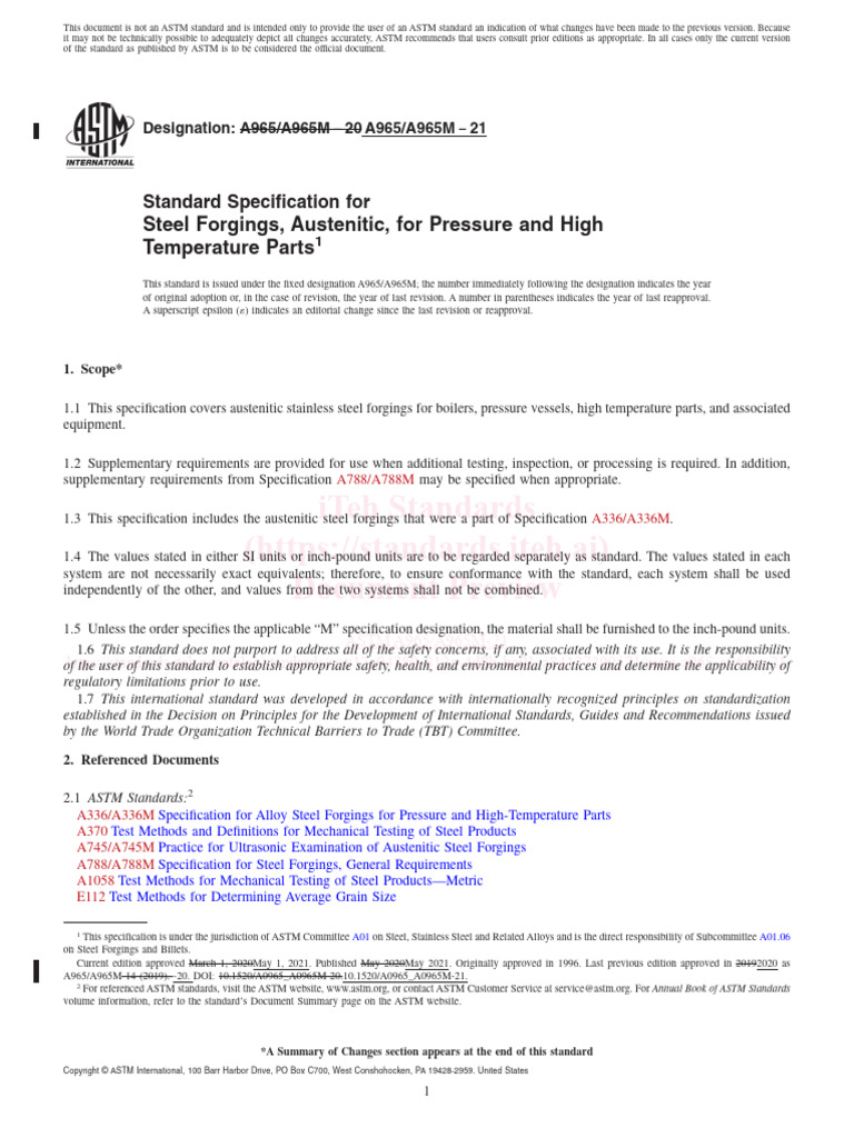 Astm A965 A965m 21 | PDF | Heat Treating | Forging