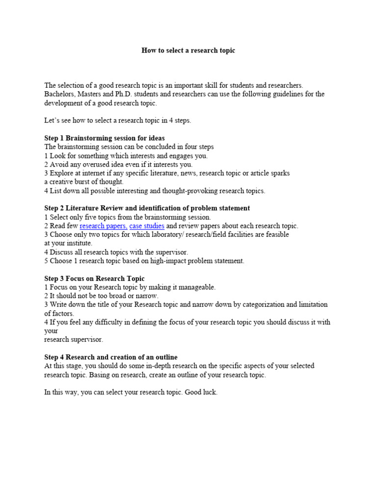 Selecting and Identifying Research Topics | PDF | Knowledge | Theory